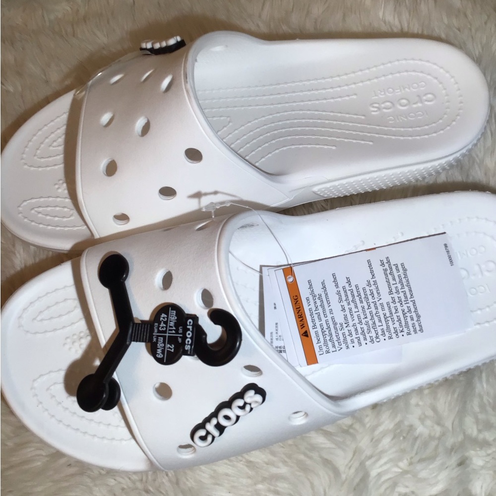 Crocs White Iconic Comfort Sandals Size Men9/Womens11 - Gem
